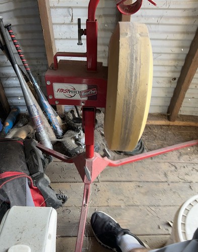 First Pitch Single Wheel Baseball Softball Pitching Machine. Includes ...