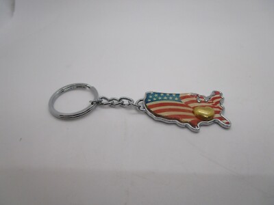 Vintage Avon American Flag Key Ring with Gold Tone Heart Accent ...