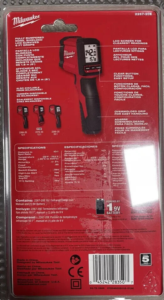 Milwaukee Tool 2267-20E 10:1 Infrared Temp-Gun NEW FAST FREE SHIPPING ...