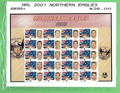 #T13. 2001 NRL NORTHERN EAGLES RUGBY LEAGUE STAMP SHEET | eBay Australia