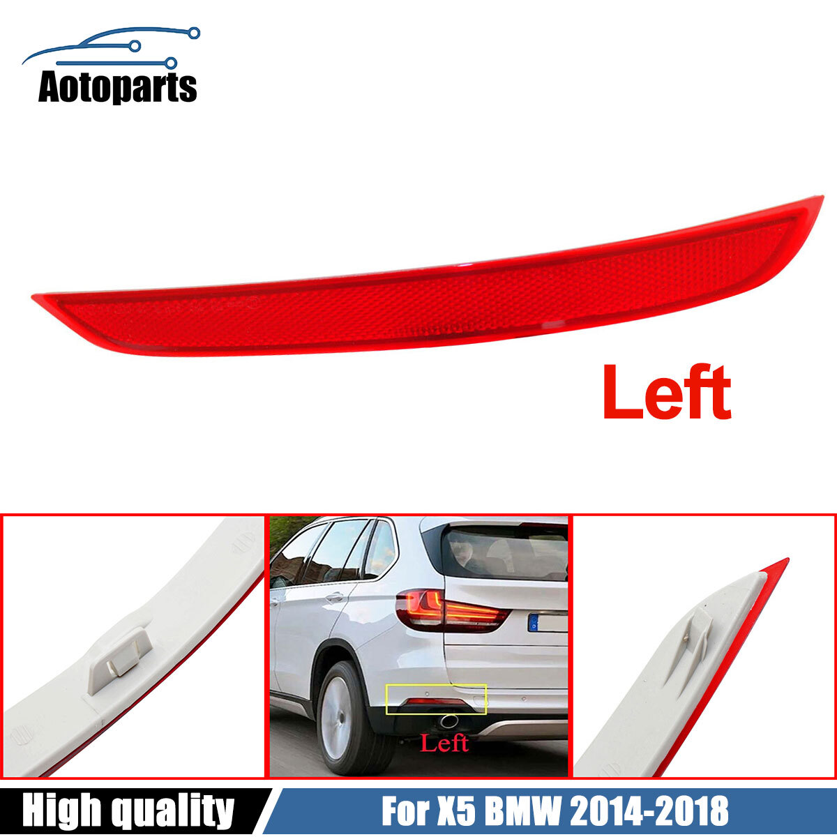 For 2014-2018 BMW X5 63147290091 Rear Bumper Trim Reflector Left Driver ...