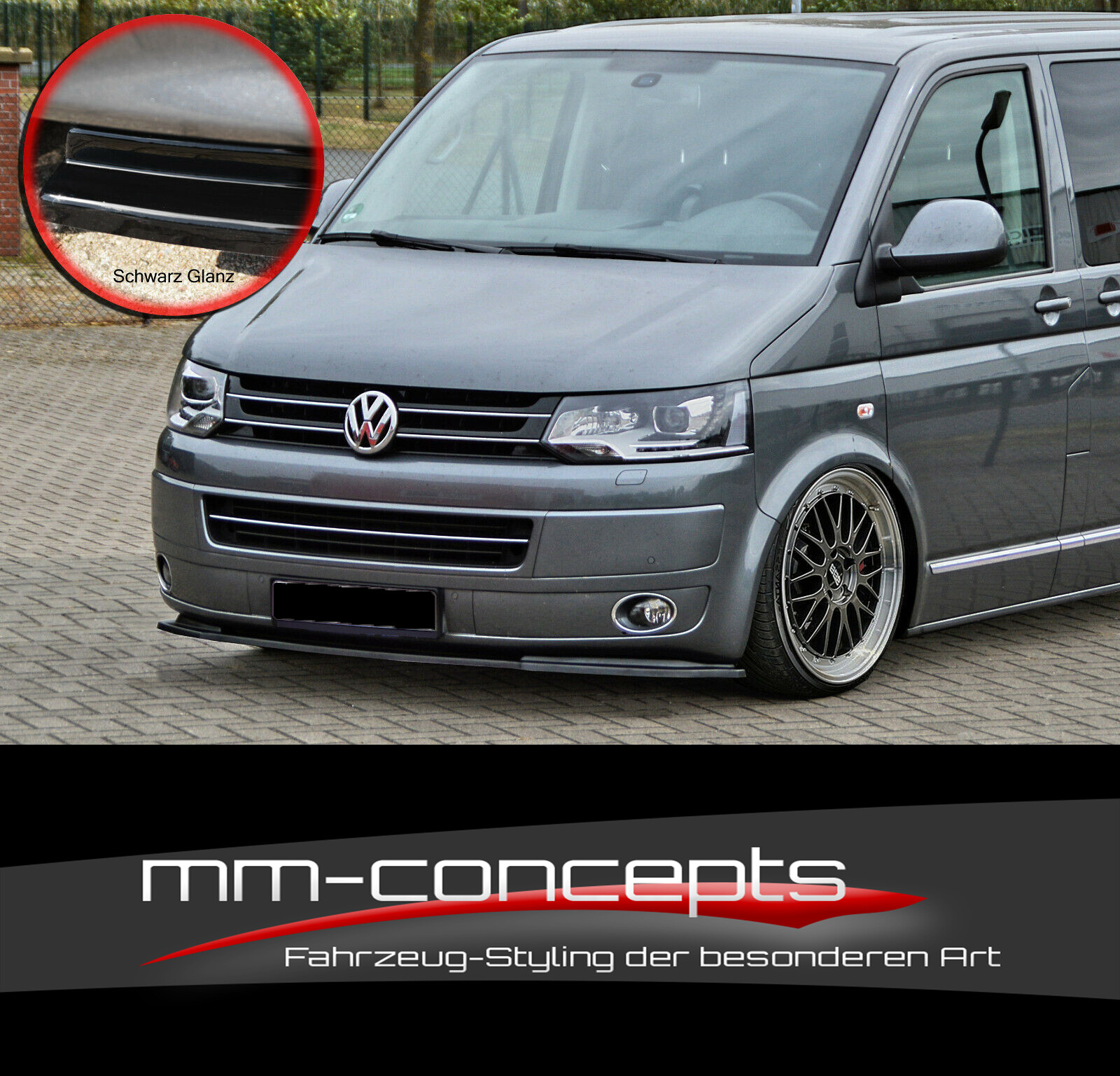 CUP Spoilerlippe SCHWARZ für VW Bus T5 Facelift Frontspoiler ...