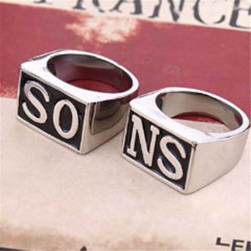Popular NS Ring Stainless Steel Wedding Male Punk Band Silver Biker ...