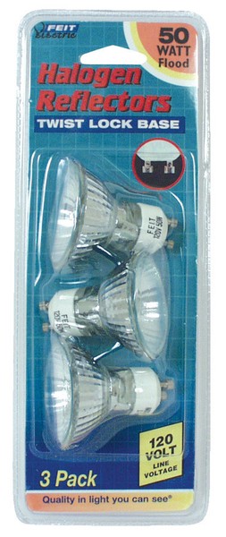 3 Feit Electric 50w Frosted Halogen Bulbs Gu10 Base 120 V Mr16 Flood ...