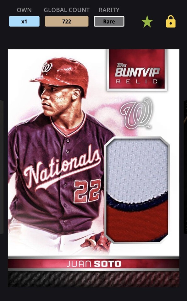 [DIGITAL] Juan Soto 2018 Topps BUNT RC Topps VIP Relic Nationals RARE ...