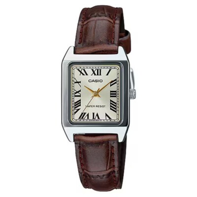 Casio Womens LTP-V007L-9B Brown Leather Strap 31mm Watch Roman Numeral ...