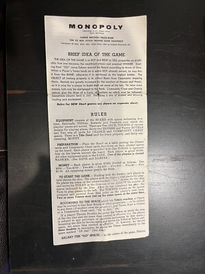Vintage 1961 Monopoly Board Game Rules Instructions | eBay