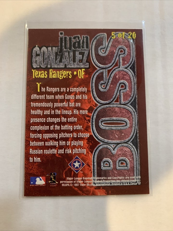 JUAN GONZALEZ 1997 SKYBOX CIRCA BOSS #5 TEXAS RANGERS | eBay
