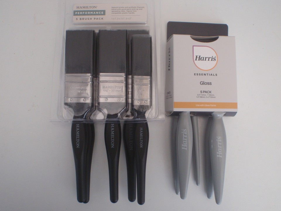 2 x 5 Pack Paint Brush Sets . ( 1 Harris + 1Hamilton ) 10 Altogether ...
