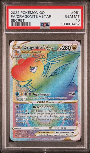 PSA 10 Pokemon GO Rainbow Dragonite VSTAR #081 | eBay