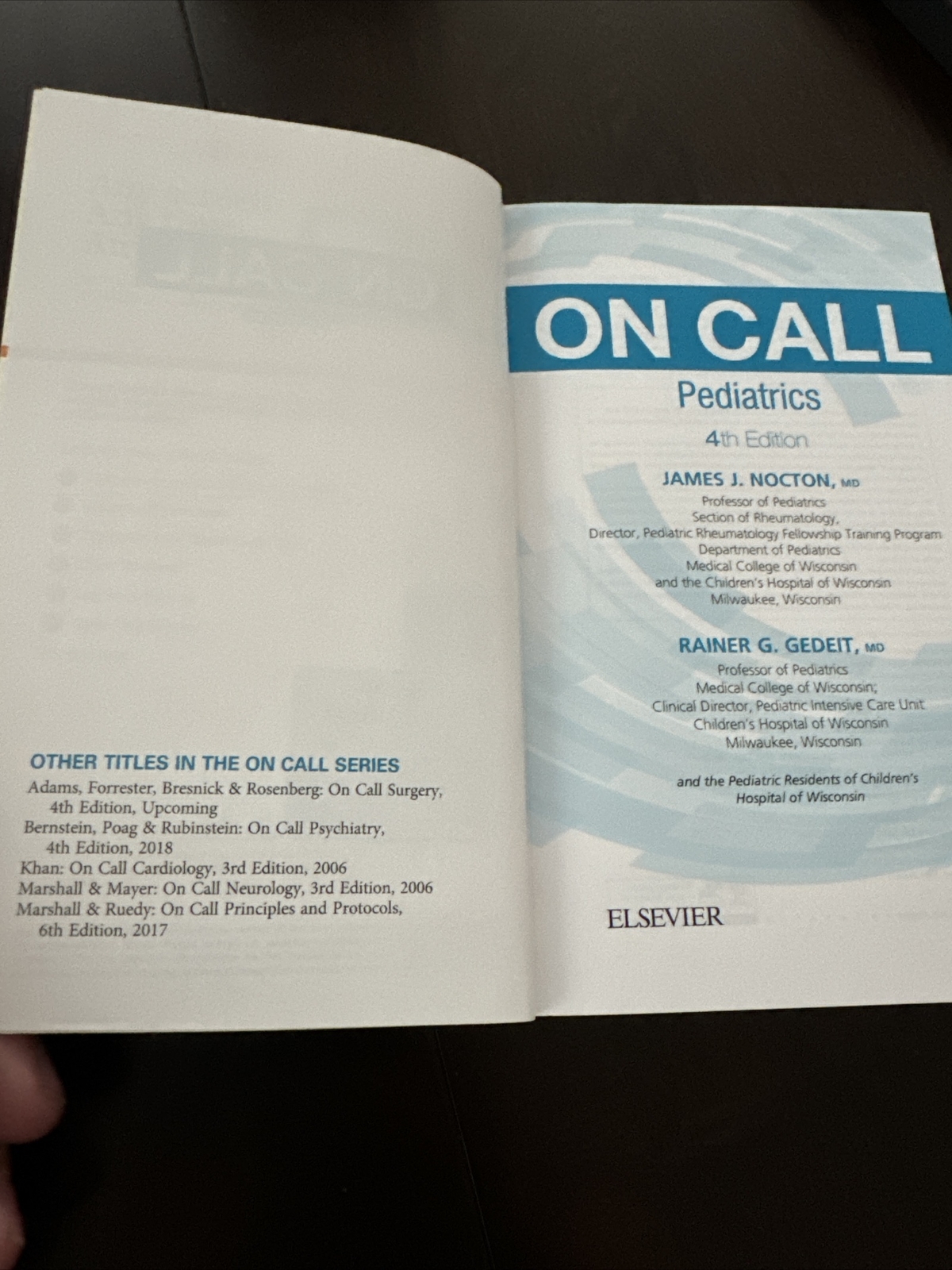 On Call Ser.: On Call Pediatrics : On Call Series by James J. Nocton ...