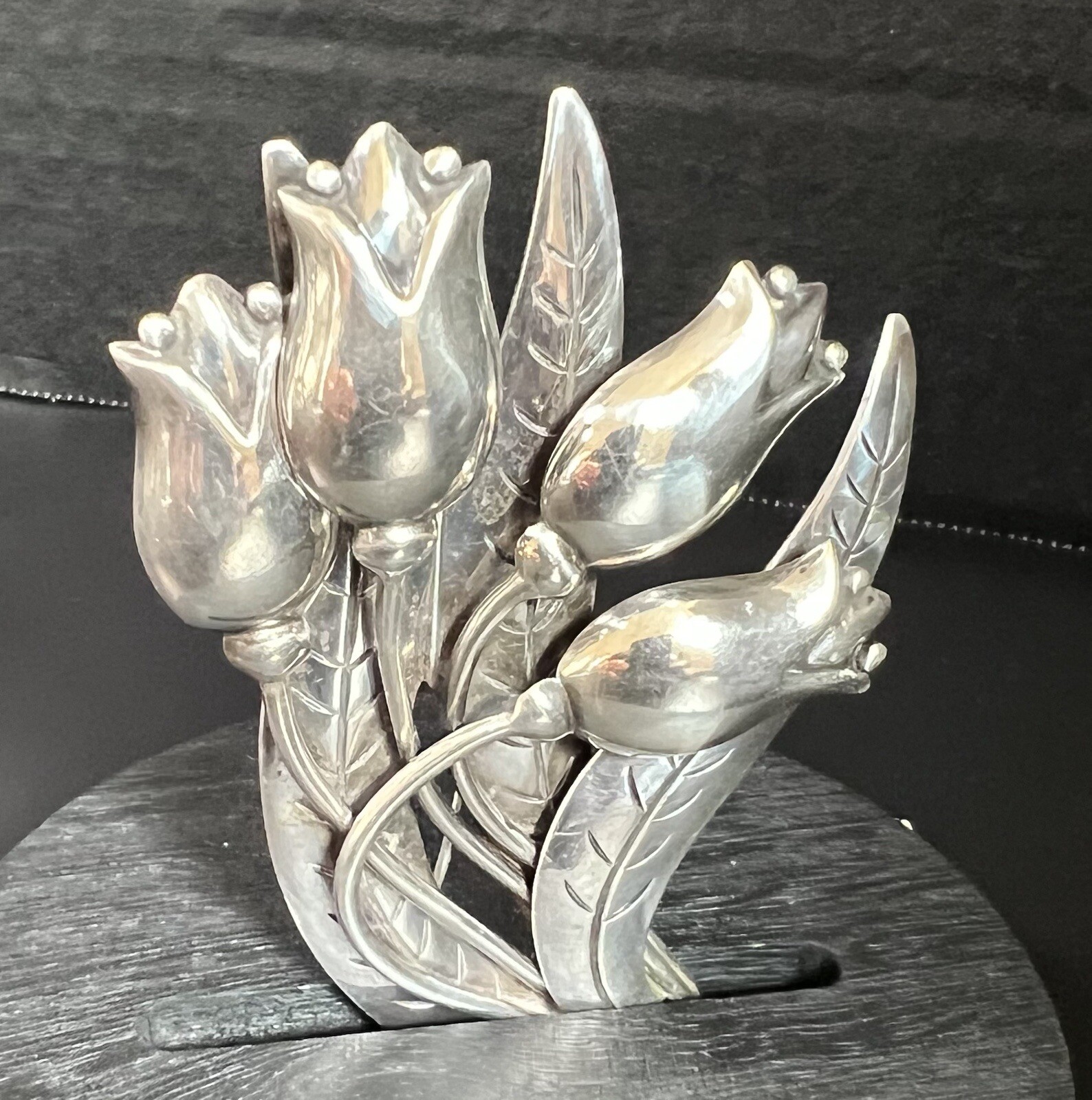 Hector Aguilar Large Taxco Mexico Sterling Silver "Tulips" Pin Brooch 1940s | eBay