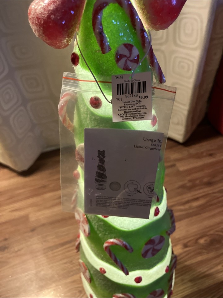 Cracker Barrel Lighted Blow Mold Gingerbread Tree Candy Cane Peppermint ...