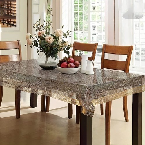 Couverture de table à manger en PVC transparent imprimé à pois en ...