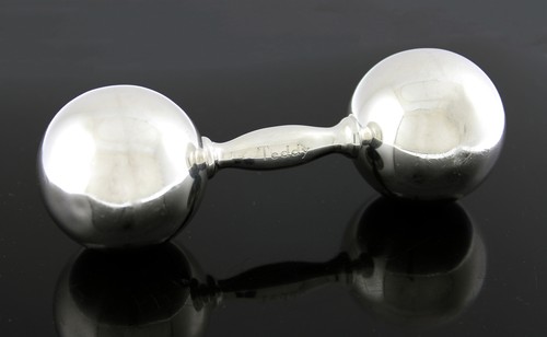 Vintage Tiffany & Co Sterling Silver Barbell Dumbbell Baby Rattle ...