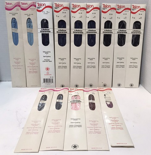 Vintage Talon Zipper Lot Of 14 All Purpose 7 Inch Multiple Colors Style ...