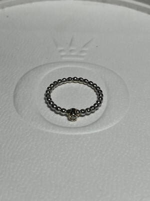 PANDORA Silver 14ct Gold Diamond ‘Evening Star’ Bubble Ring Size 52 ...