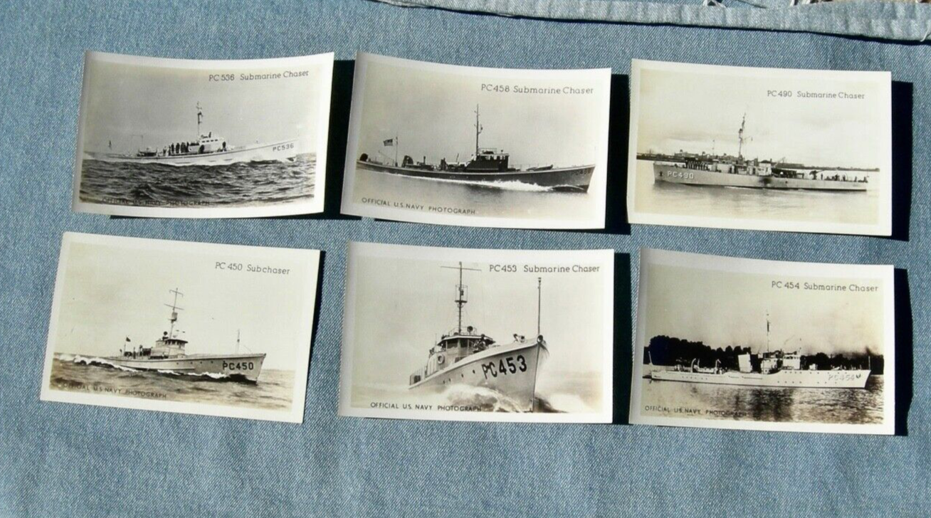 WW2 SET of 6 RPPC OFFICIAL US NAVY "SUBMARINE CHASER" SHIP REAL PHOTO ...