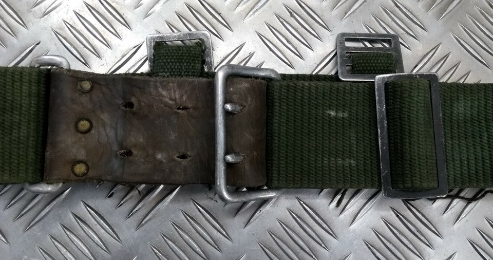 Genuine Vintage Military M39 M40 WWII Type Webbing Belt Leather Canvas ...