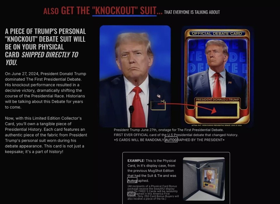 Official Collect Trump Trading Card Physical w/ Piece Debate Suit Relic ...