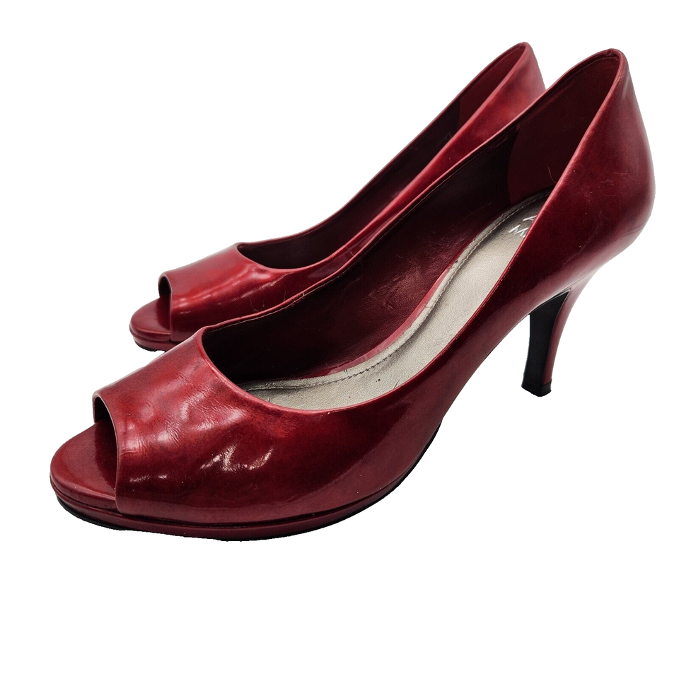 Ruby Red Pumps Women Size 9.5M Open Toe Leather Alex Marie 3.5” High Heels EUC | eBay