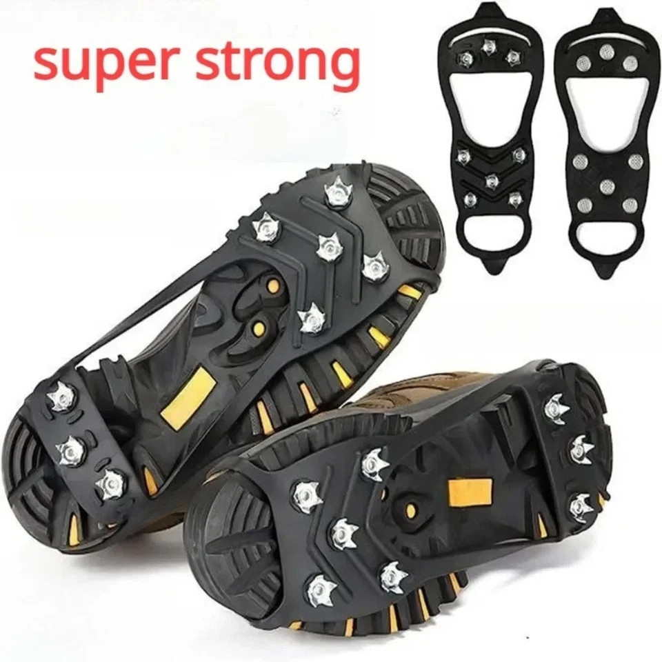 ICE GRIPPERS NON-SLIP SNOW 8 STEEL STUDS CRAMPON SPIKES BOOT SHOE GRIP ...