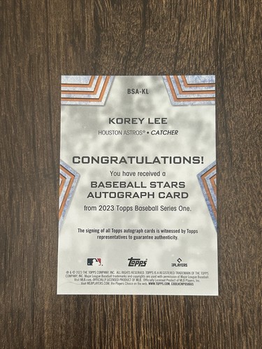 KOREY LEE - RC - AUTO - 2023 TOPPS SERIES 1 - BSA-KL | eBay