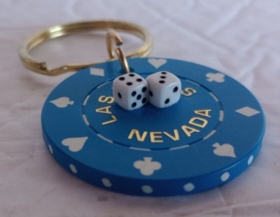Las Vegas Vintage Poker Chip Key Ring With 3-D Dice Blue | eBay