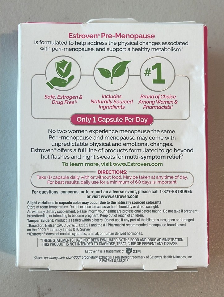 Menopause Relief Pre-Menopause, 30 Capsules ESTROVEN | eBay