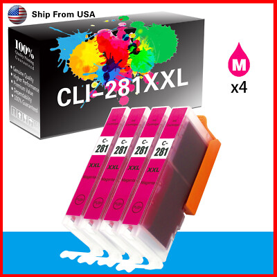 4PK 281XXL CLI281 Magenta Ink Cartridge for Pixma TR7520 TR8520 TR8620 ...