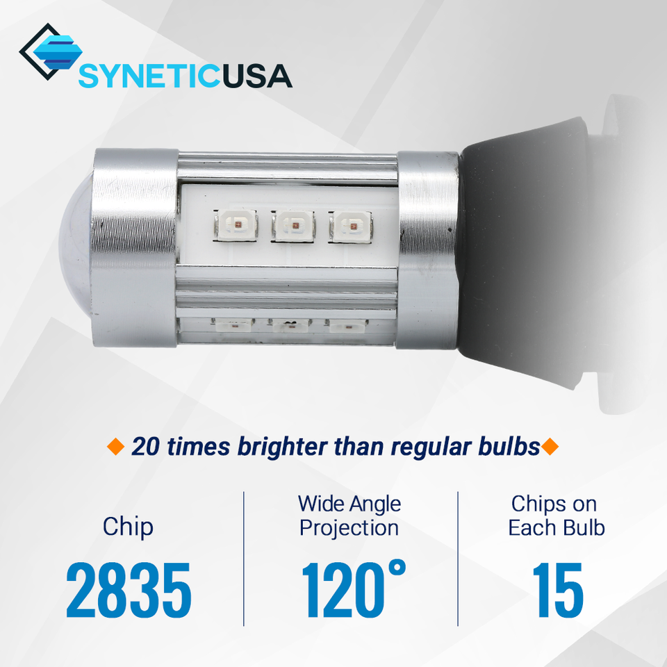 Syneticusa: 3157/3057K Turn Signal Brake Tail Bright Red 15-LED Pair ...