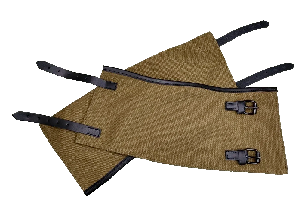 PAIR WWII GERMAN MILITARIA high-end LEGGINGS Cover PUTTEE Black Leather ...