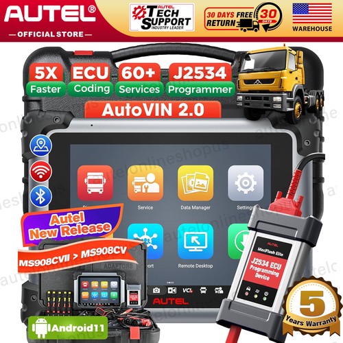 Autel MaxiSYS MS908CV II Heavy Duty Diagnostic Scan Tool ECU Coding as ...