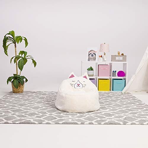 Kids Plush Kitten Bean Bag Chair Cute Kitty Cat Chair Boys Girl Comfy ...