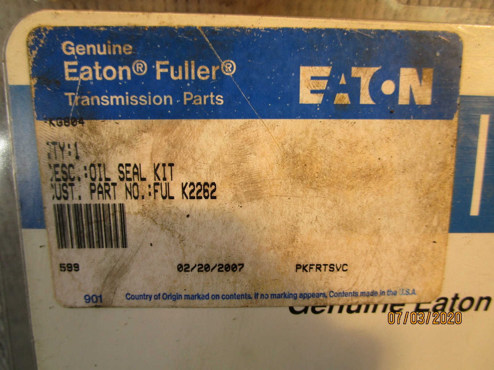 Eaton Fuller Oil Seal Kit K-2262 | eBay