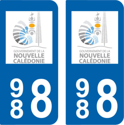 Département 988 sticker 2 autocollants style immatriculation AUTO ...