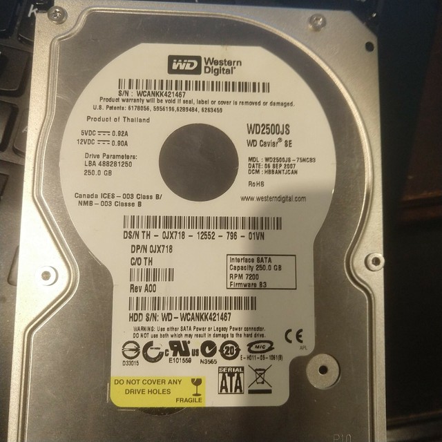 Western Digital 250 GB,Internal,7200 RPM,3.5" (WD2500JS-75NCB3) Hard ...