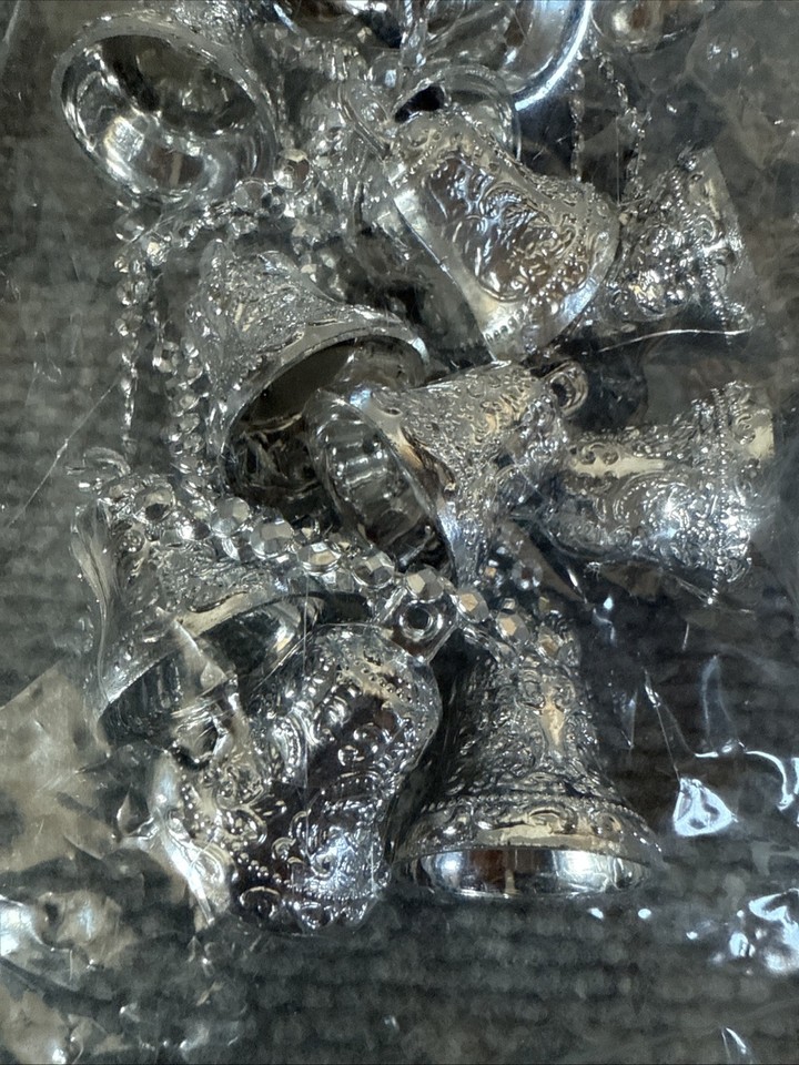 Lot of 2 Vintage Holiday Time Plastic Silver Bell & Bead Garland ...