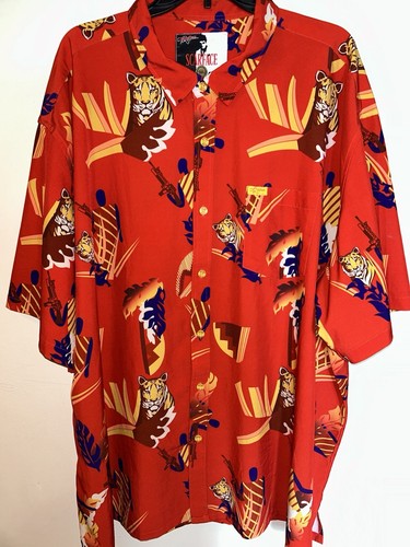 Retro Rifle Scarface Shirt Mens 4X Button Down Red LIN | eBay