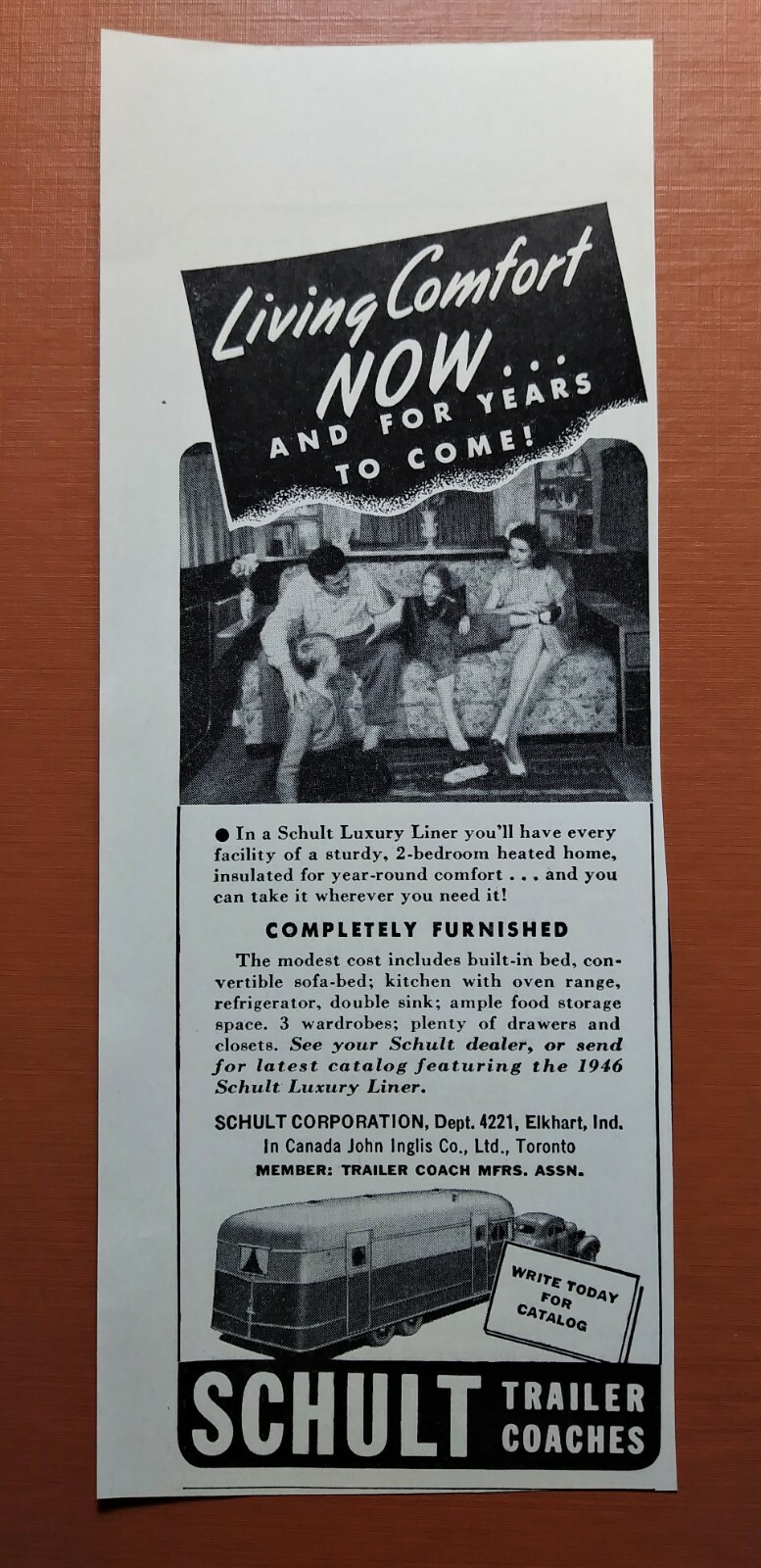 Vintage 1940's Motorhome Camper Travel - Schult Trailer Coaches - 1946 ...