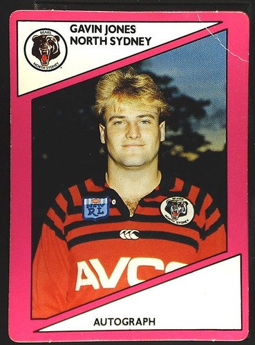 1988 #88 Gavin Jones North Sydney Bears Scanlens Stimorol rugby league ...