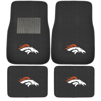 New 4pcs NFL Denver Broncos Car Truck Front Rear Carpet Floor Mats Set ...