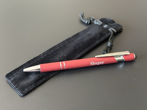 Retractable Burgundy ‘Sbxguy’ Black Ink Ballpoint Biro Pen in Gift Bag ...