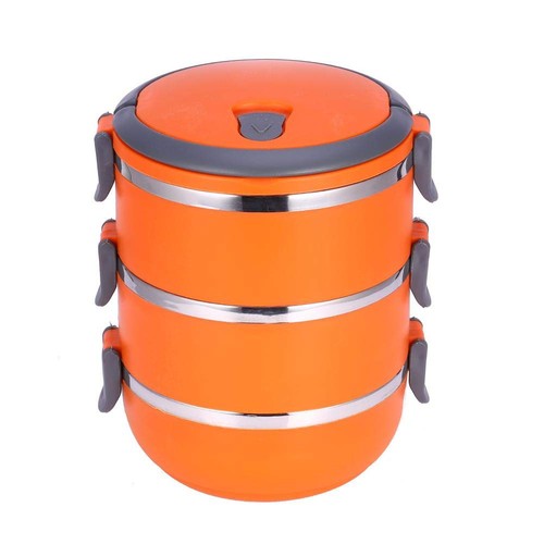 3Layer Bento Box, Round Stainless Steel Lunch Box Bento Picnic Food ...