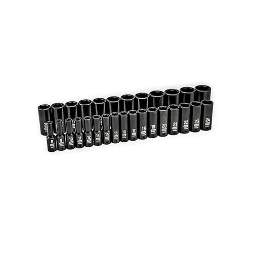 Complete 1/2" Drive Metric Impact Socket Set, 29 Pieces, Deep Sockets ...
