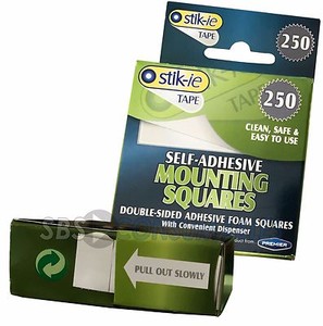 2x 250 Self Adhesive Mounting Squares 17mm x 12mm Double Sided Sticky ...
