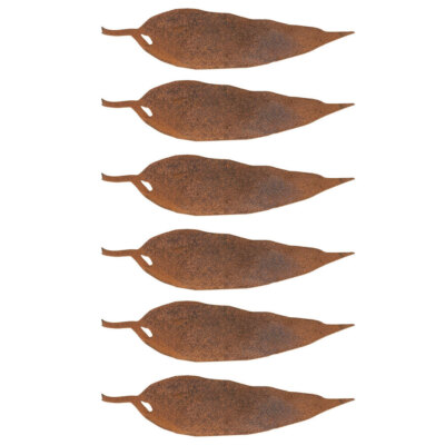 6x Tag Gum 17cm Leaf Corten Steel Rust Outdoor Ornament Patio Garden ...