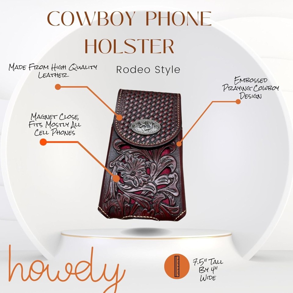 7" HORSE POUCH BELT LOOP CELL PHONE HOLSTER CASE WESTERN UNIVERSAL # ...