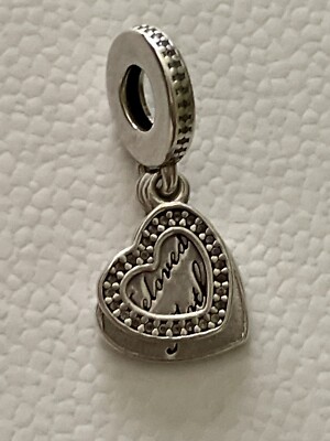 Authentic Pandora Silver Beloved Mother Two Hearts CZ Dangle Charm ...