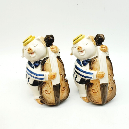 Otagiri Salt & Pepper Shakers Jazzy Pig Musicians Jazz 1990's Cello ...